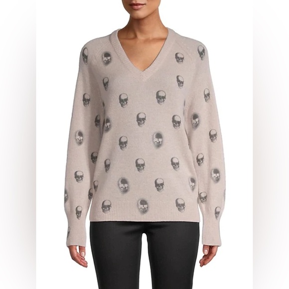Skull Cashmere | Sweaters | Skull Cashmere Vneck Skull Print Cashmere ...